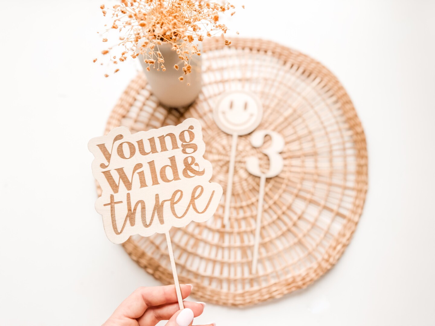 3pc Wooden Cake Topper Set | Birthday Party Decor | Baby Toddler first ...