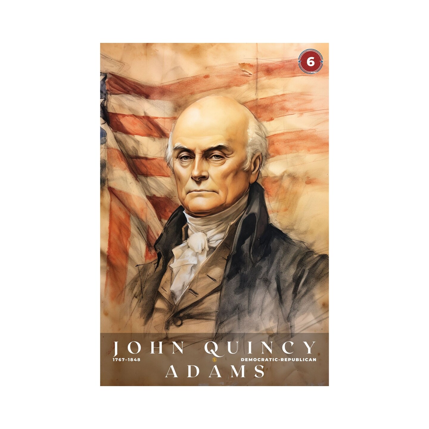 John Quincy Adams Poster, US President Print, Office Poster, Home Decor ...