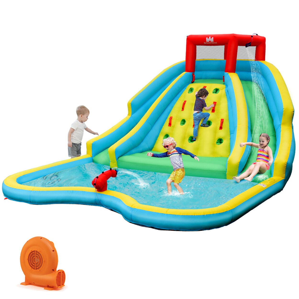 Inflatable Mighty Water Park Bouncy Splash Pool Climbing Wall With 680W ...