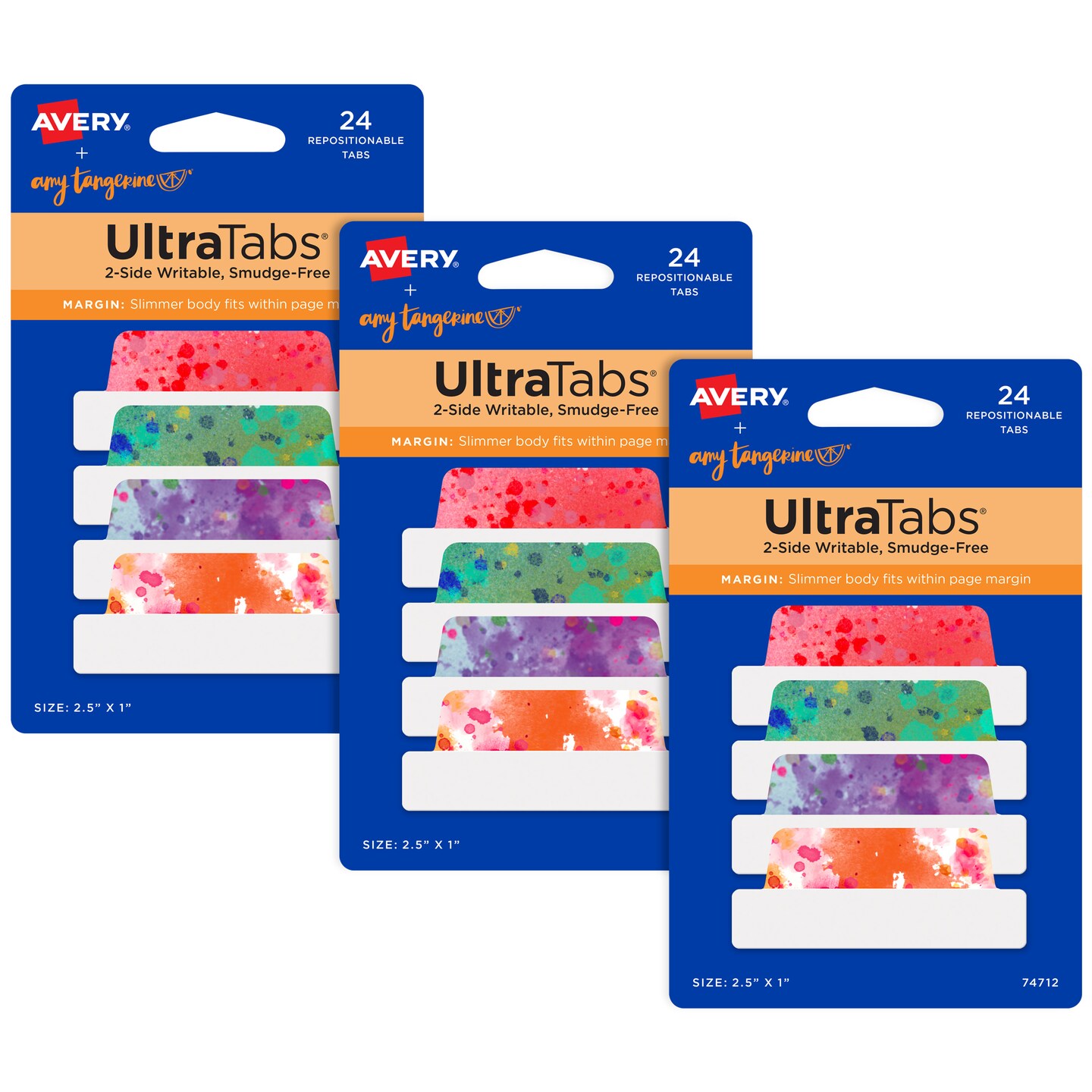 Avery + Amy Tangerine Designer Collection Ultra Tabs, Repositionable ...