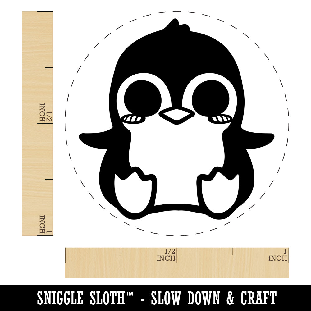 Precious Kawaii Chibi Baby Penguin Sitting Self-Inking Rubber Stamp for ...
