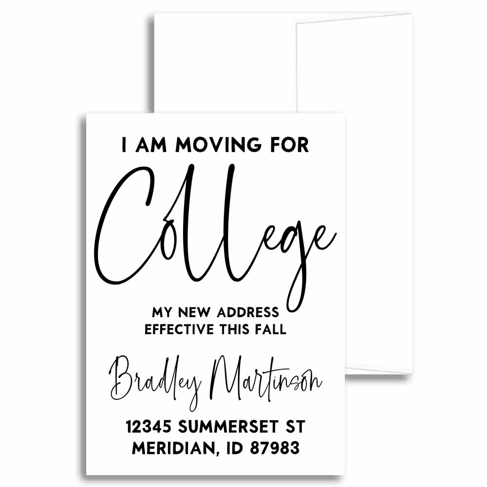 College moving announcement, university address stationery, I've moved ...