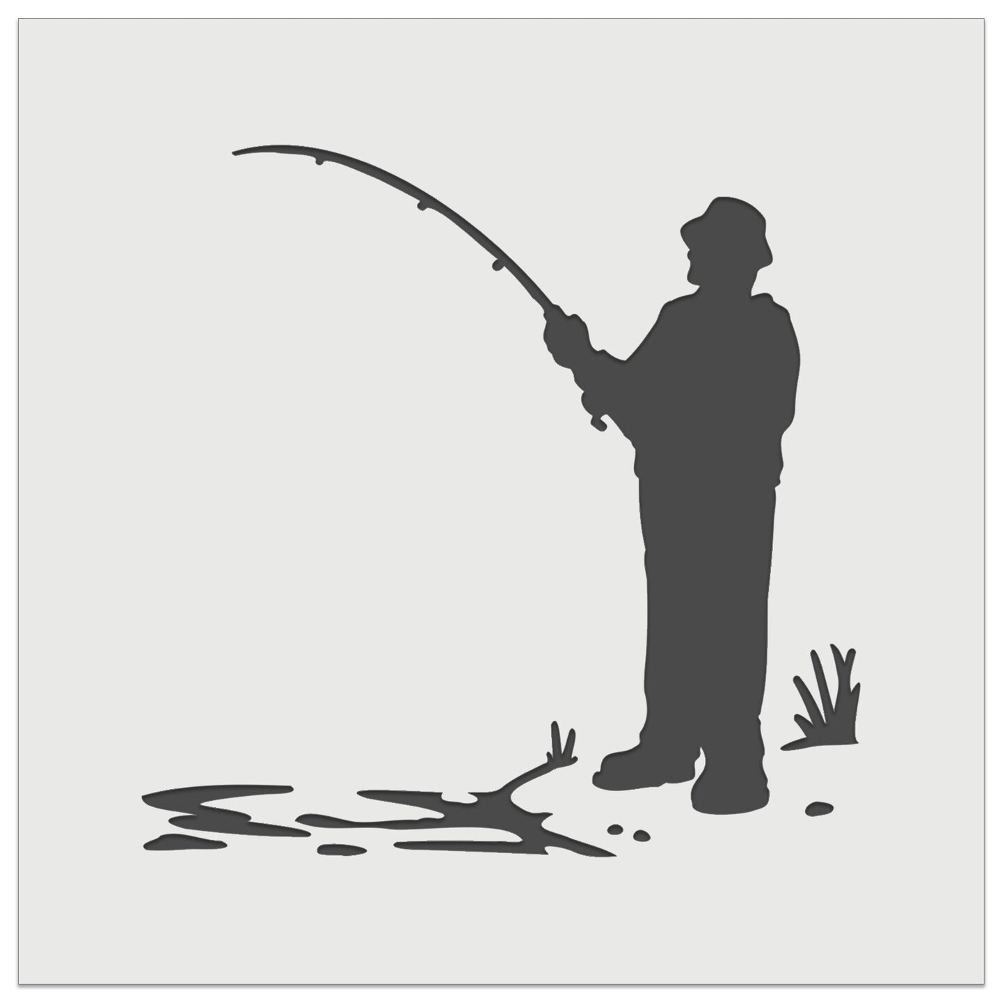 Fisherman with Rod Over Water Wall Cookie DIY Craft Reusable Stencil ...