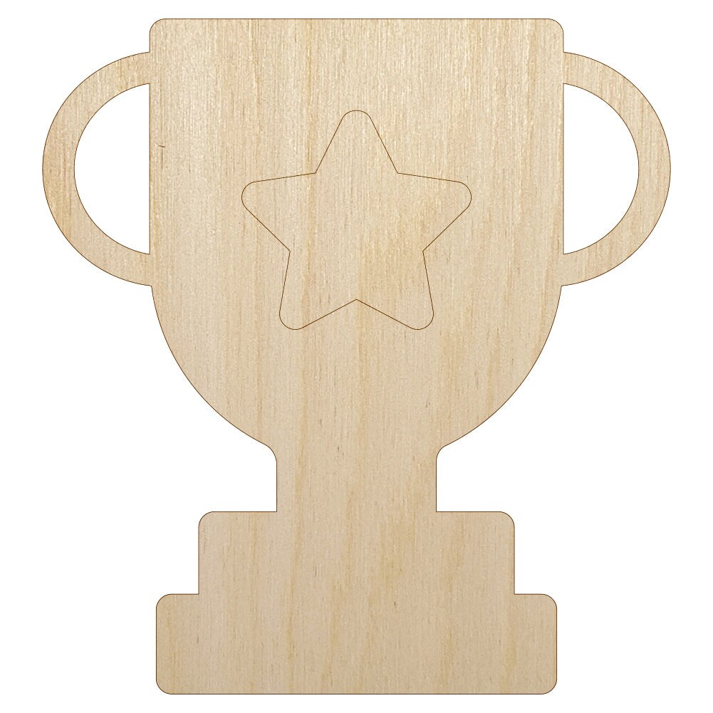 Trophy Award Outline with Star Unfinished Wood Shape Piece Cutout for ...