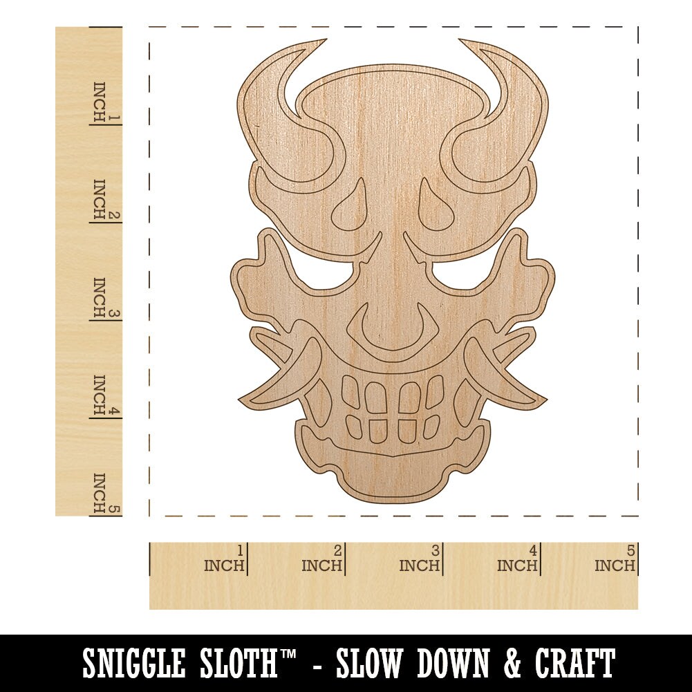 Oni Japanese Demon Mask Unfinished Wood Shape Piece Cutout for DIY ...