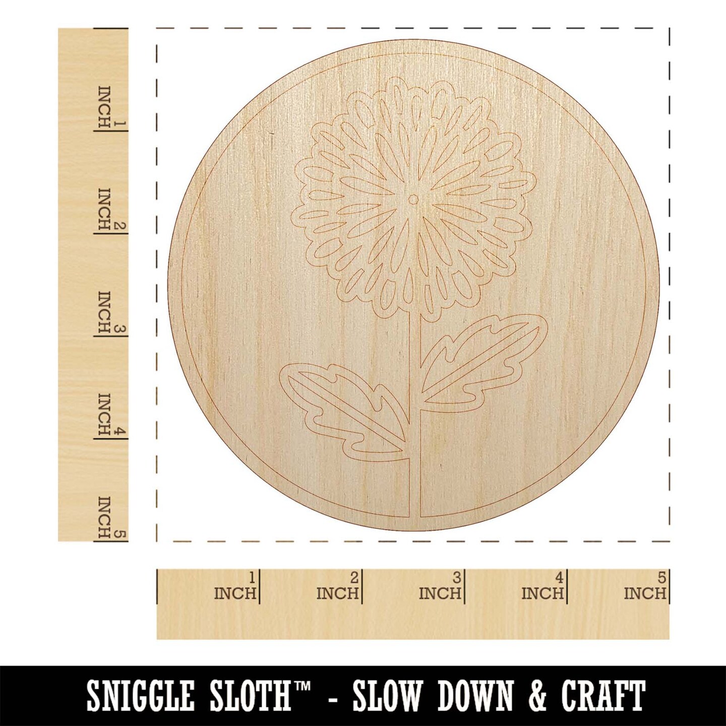 Mum Chrysanthemum Flower in Circle Unfinished Wood Shape Piece Cutout ...