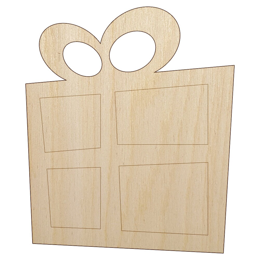 Present Gift Birthday Christmas Abstract Unfinished Wood Shape Piece ...