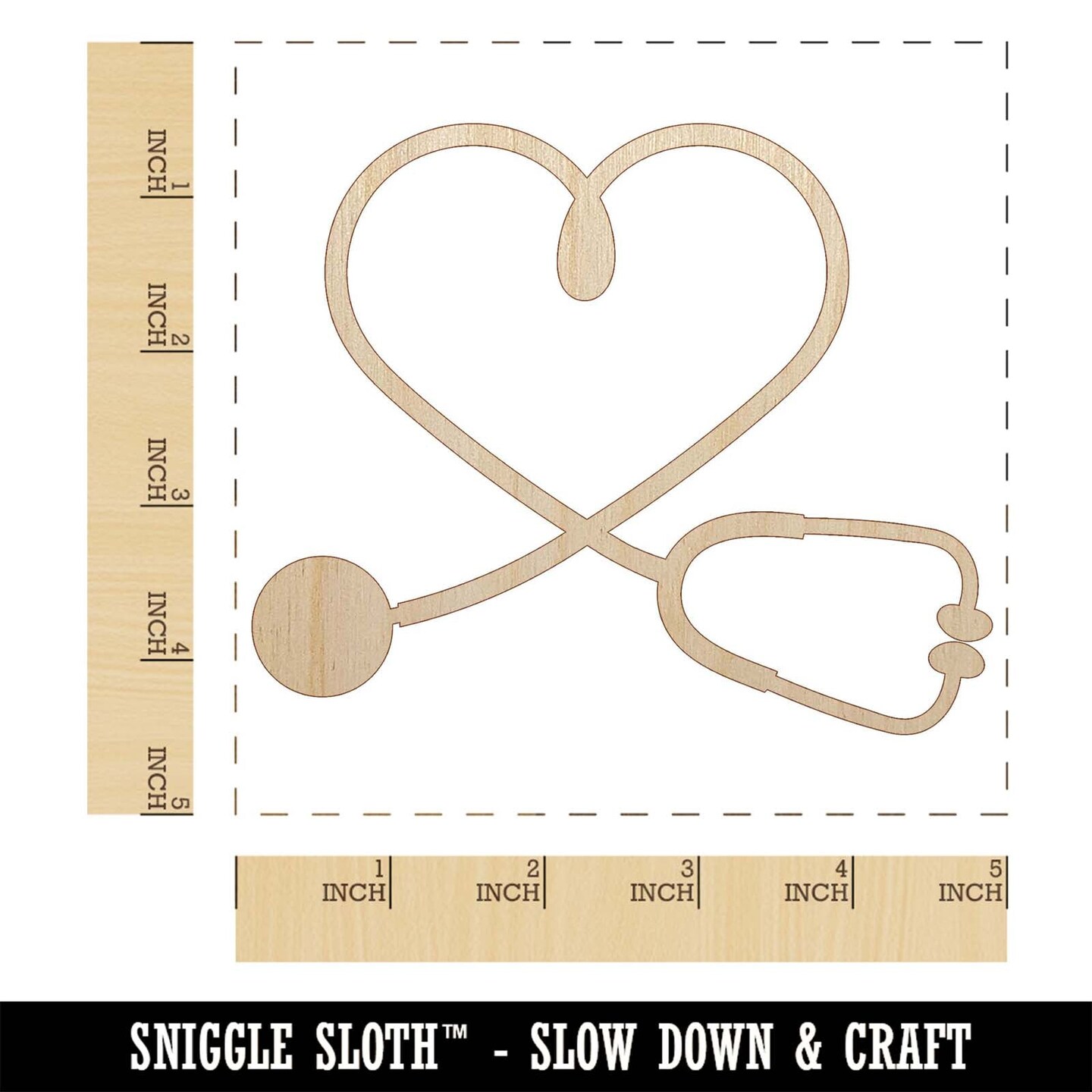 Nurse Doctor Heart Shaped Stethoscope Unfinished Wood Shape Piece ...