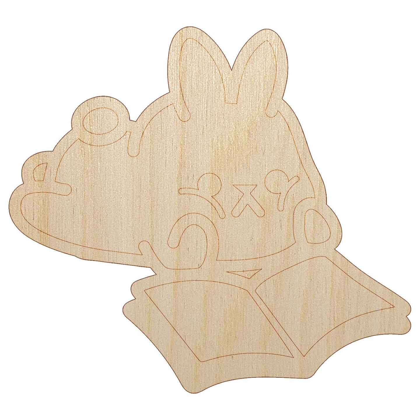 Cute Kawaii Bunny Rabbit Reading Studying for School Unfinished Wood ...