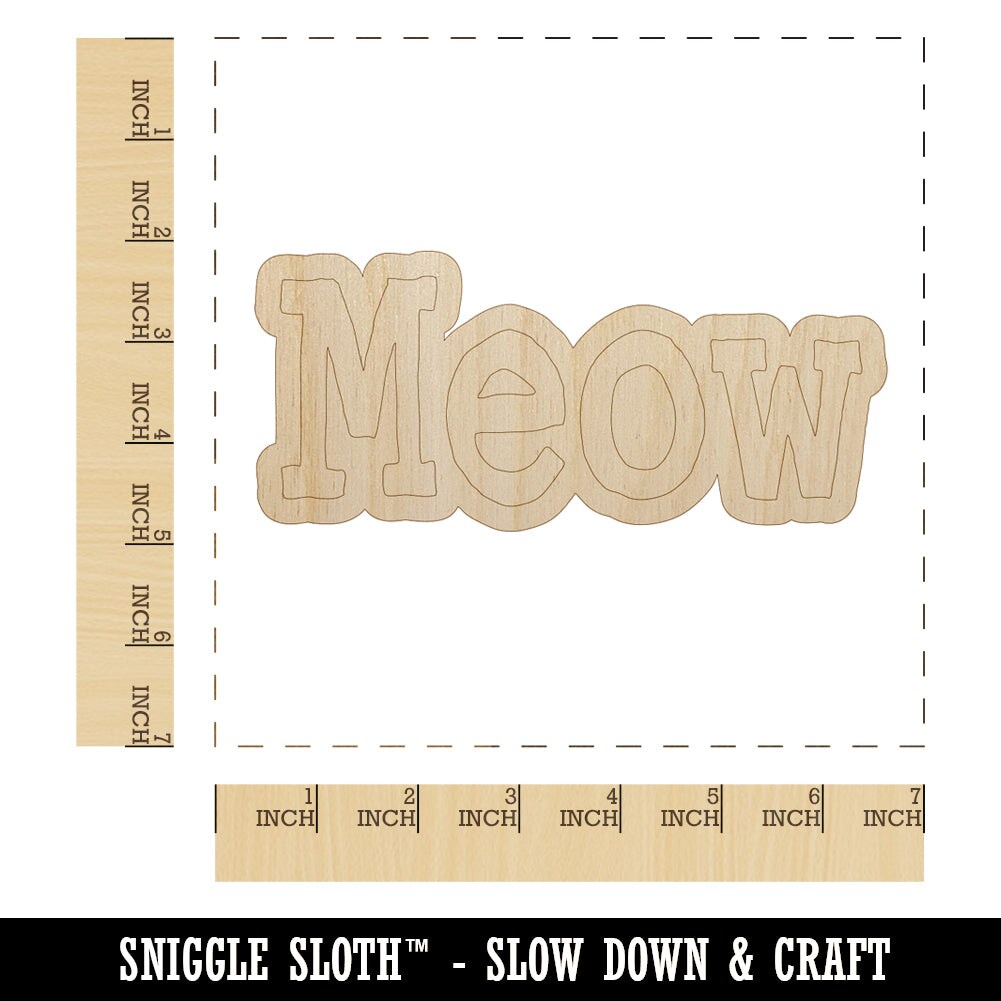 Meow Cat Fun Text Unfinished Wood Shape Piece Cutout for DIY Craft ...