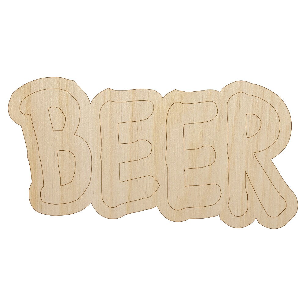 Beer Fun Text Unfinished Wood Shape Piece Cutout for DIY Craft Projects ...