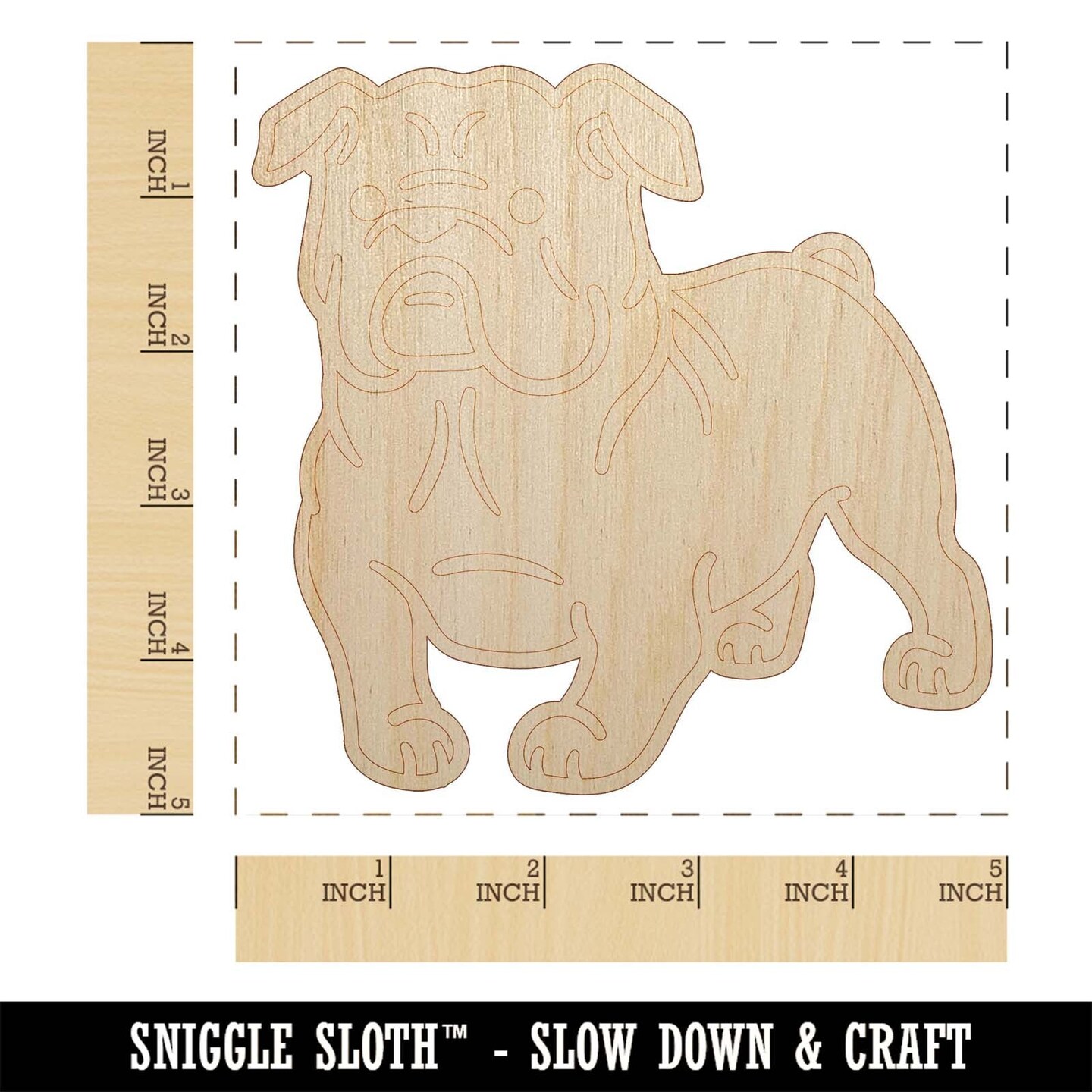 English Bulldog Standing Dog Unfinished Wood Shape Piece Cutout for DIY ...