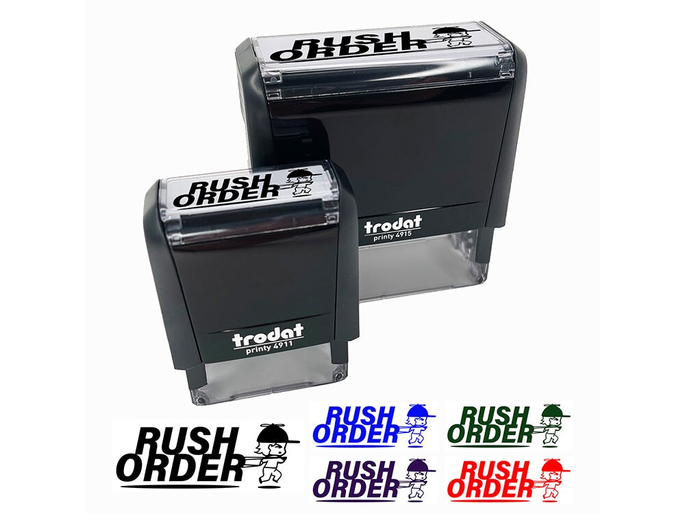 Rush Order Expedited Shipment Running Person Self-Inking Rubber Stamp ...