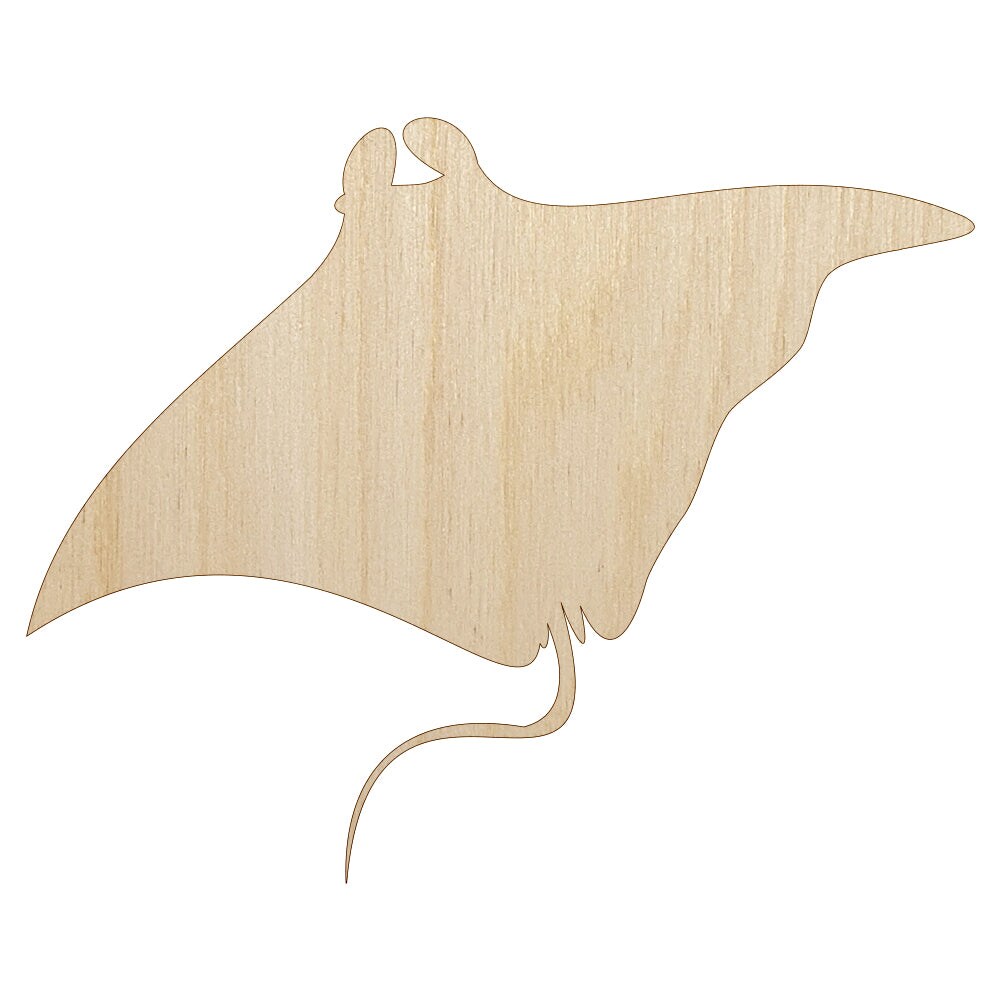 Manta Ray Solid Unfinished Wood Shape Piece Cutout for DIY Craft ...