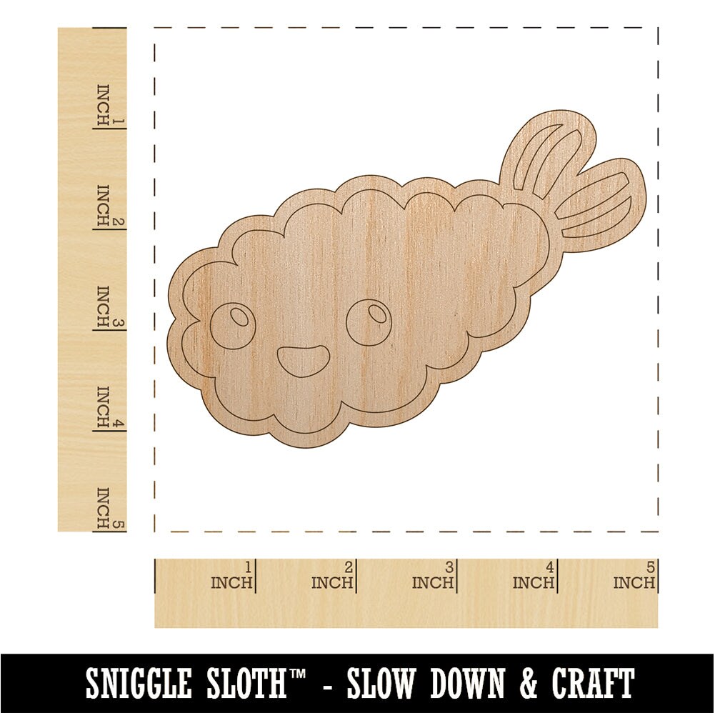 Kawaii Cute Shrimp Tempura Ebi Unfinished Wood Shape Piece Cutout for ...