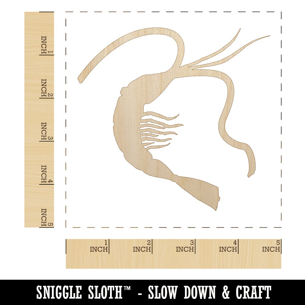 Shrimp Solid Unfinished Wood Shape Piece Cutout for DIY Craft Projects ...