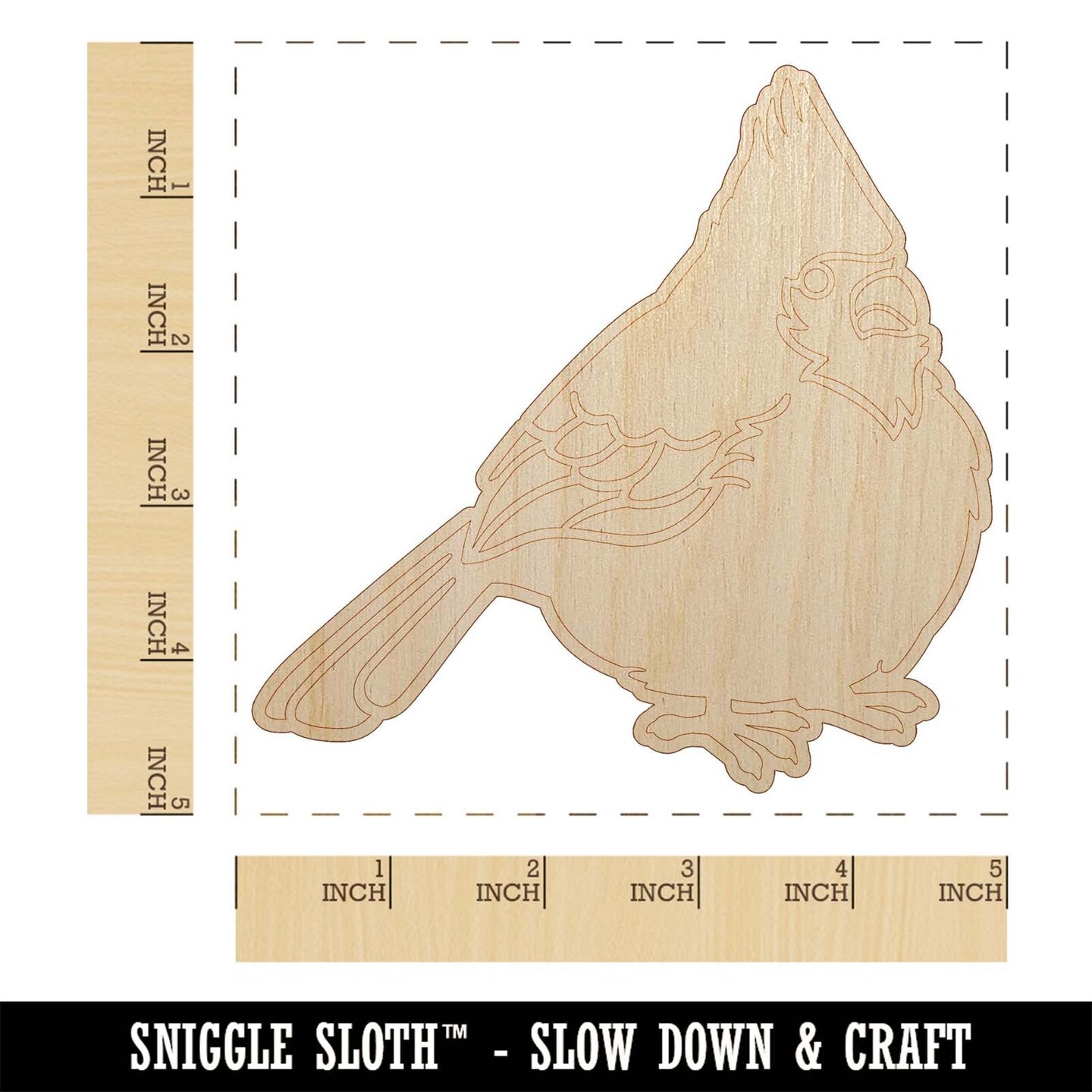 Puffy Cardinal Bird Unfinished Wood Shape Piece Cutout for DIY Craft ...