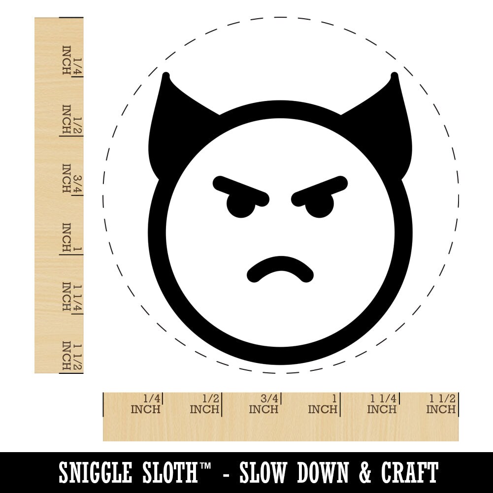Angry Devil Face Emoticon Self-Inking Rubber Stamp for Stamping ...