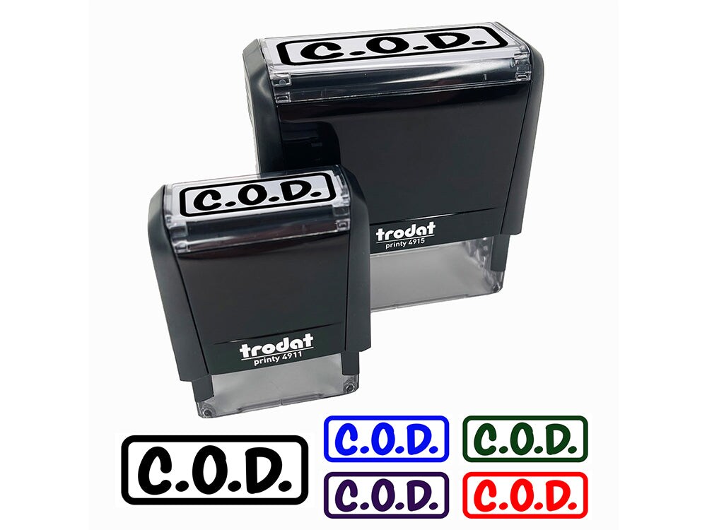 COD Cash on Delivery Bold Border Self-Inking Rubber Stamp Ink Stamper ...