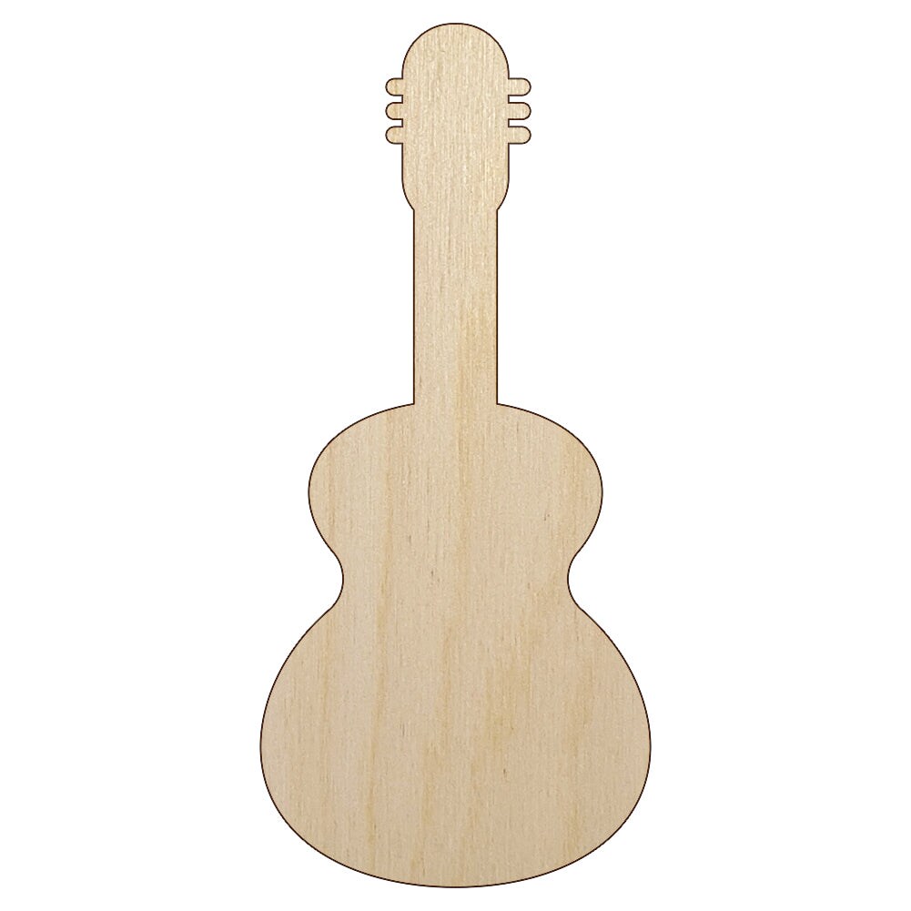 Guitar Solid Unfinished Wood Shape Piece Cutout for DIY Craft Projects ...