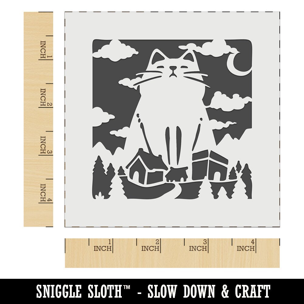 Giant Yule Cat Looming Over Village Christmas Wall Cookie DIY Craft ...
