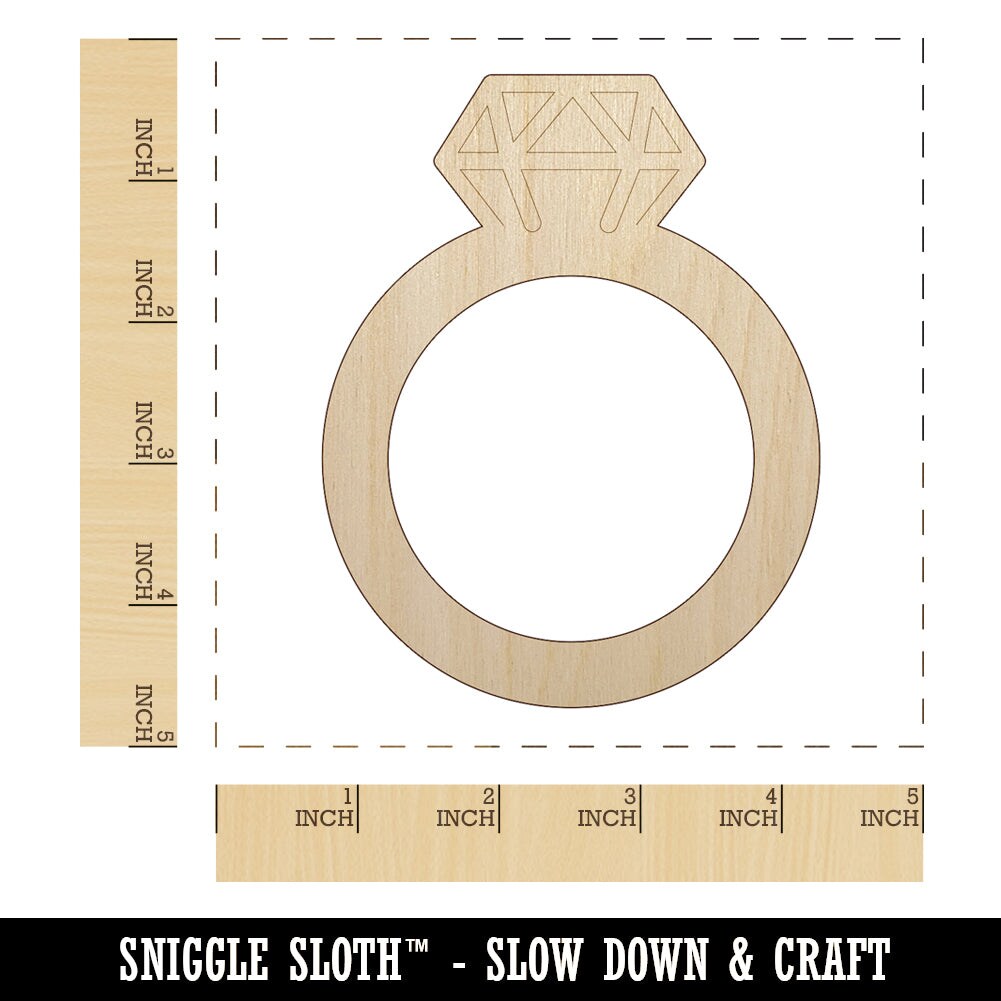 Diamond Ring Wedding Engagement Unfinished Wood Shape Piece Cutout for ...