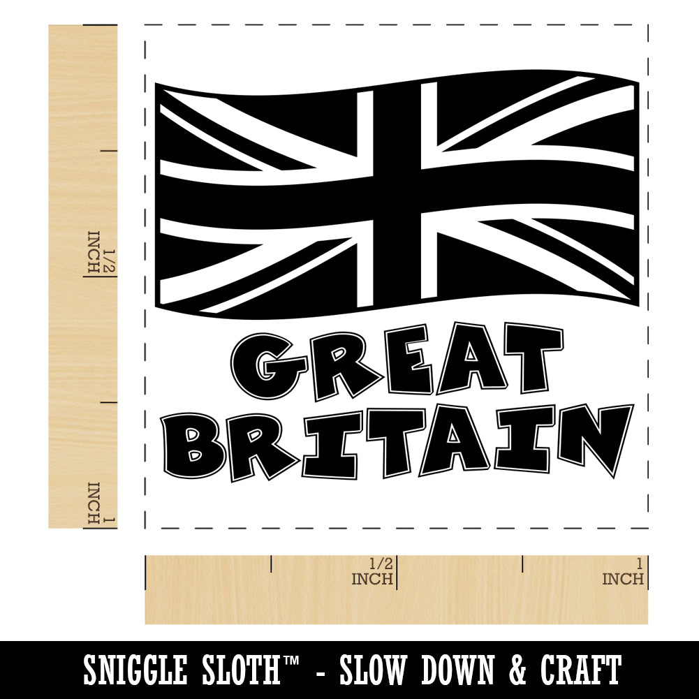 Great Britain with Waving Flag Union Jack Cute Self-Inking Rubber Stamp ...