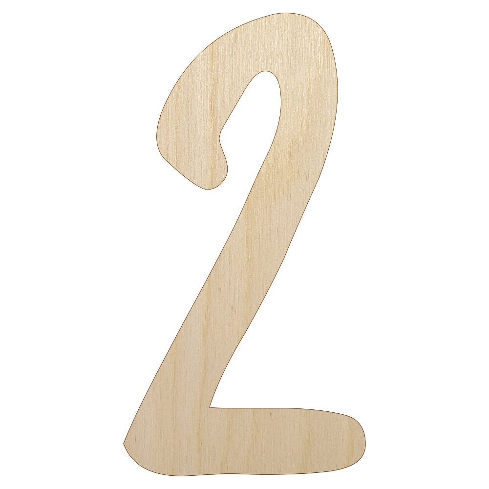 Number 2 Two Felt Marker Font Unfinished Wood Shape Piece Cutout for ...
