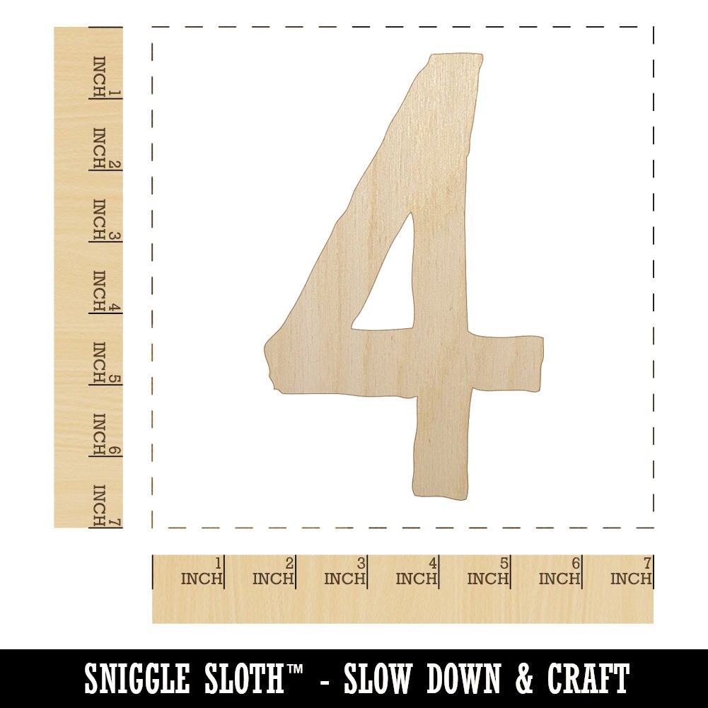 Number 4 Four Cute Typewriter Font Unfinished Wood Shape Piece Cutout ...