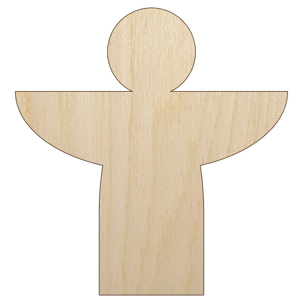 Angel Symbol Unfinished Wood Shape Piece Cutout for DIY Craft Projects ...