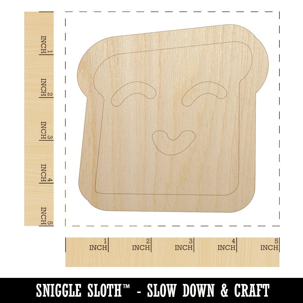 Happy Toast Kawaii Outline Unfinished Wood Shape Piece Cutout for DIY ...