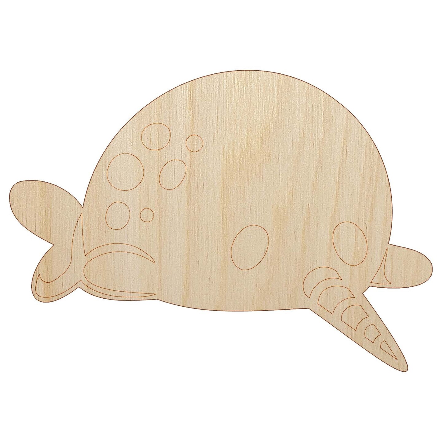 Chibi Narwhal Plopped on Belly Unfinished Wood Shape Piece Cutout for ...