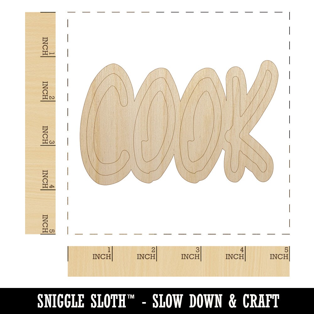 Cook Fun Text Unfinished Wood Shape Piece Cutout for DIY Craft Projects ...