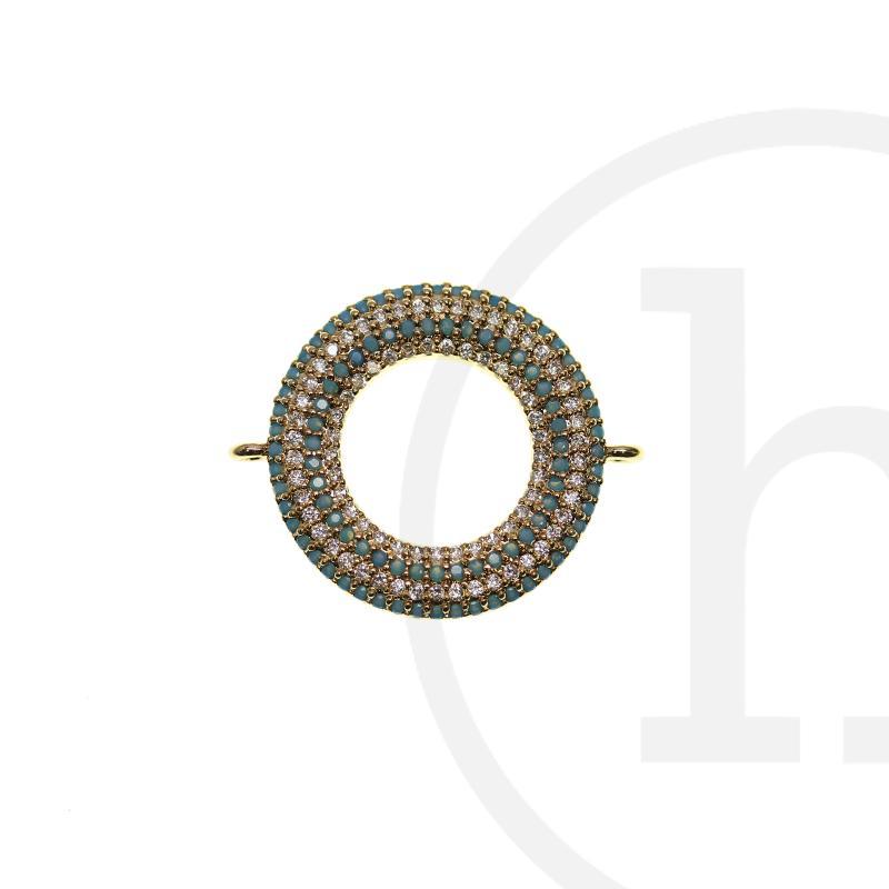 CZ 14K Gold Plated Crystal & Turquoise Loop Connector | Michaels