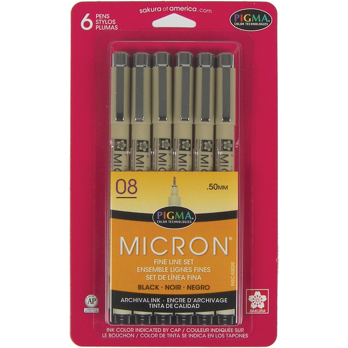 Sakura Pigma Micron Pens 08 .5mm 6/Pkg-Black | Michaels