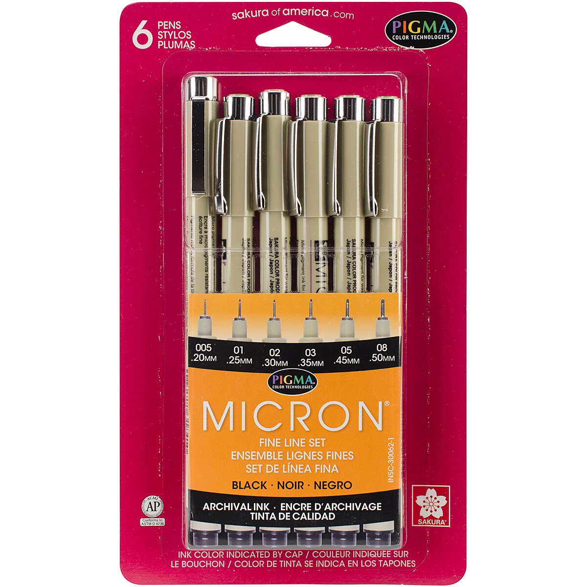 Pigma Micron Pens Assorted 6/Pkg-Black | Michaels