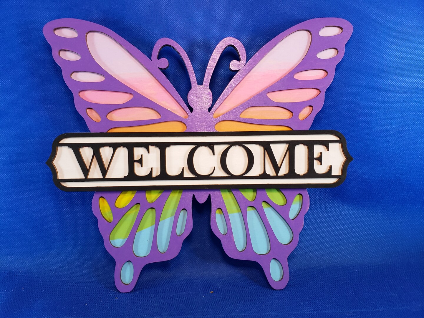 Unfinished Wood DIY sign Kit | Butterfly Welcome House Door Hanger ...