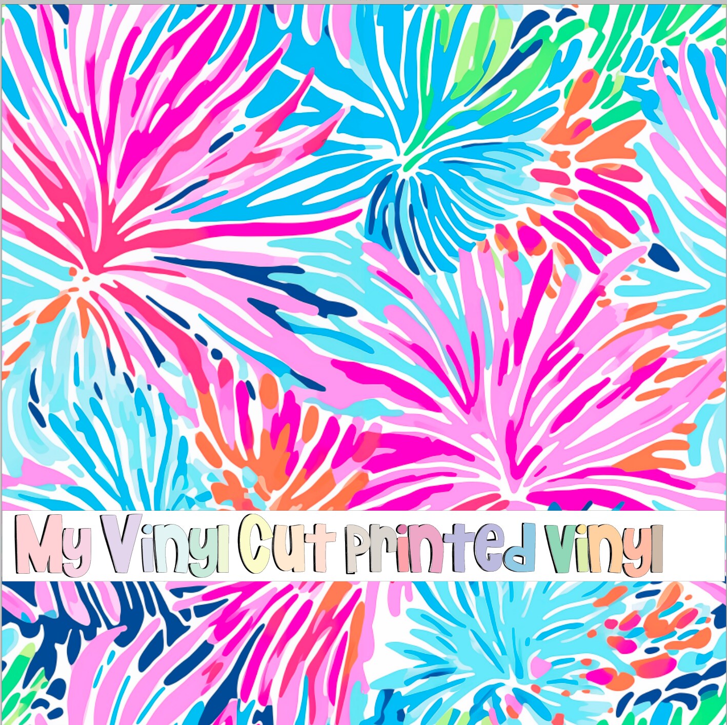 12 x 12 inch Sheet of Printed Vinyl or HTV in the Preppy Fronds J ...