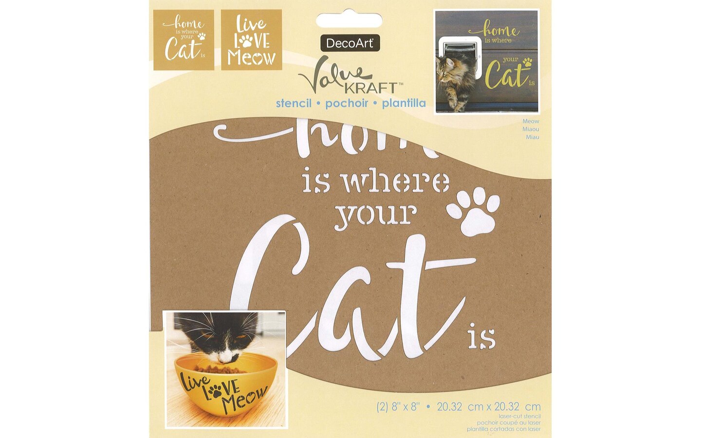 Decoart Value Kraft Stencil 8X8 Meow | Michaels