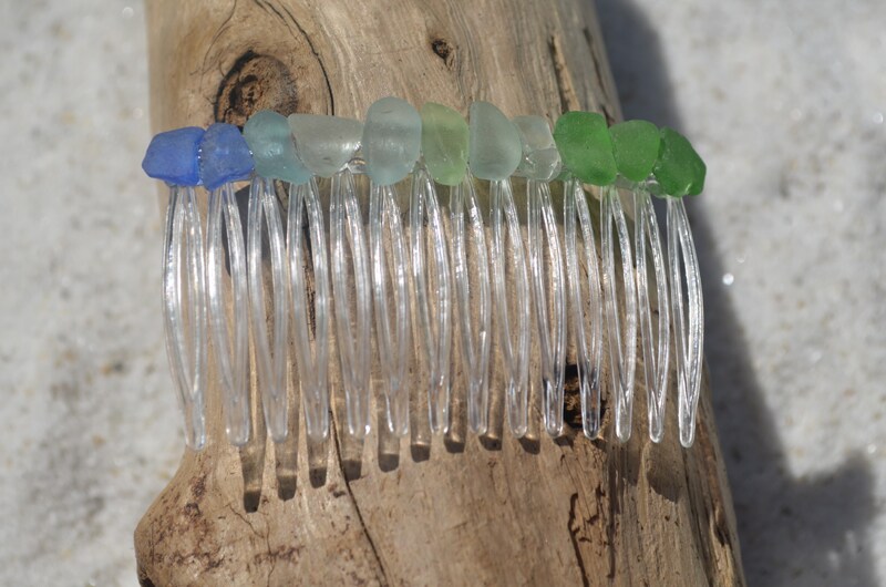 Single Genuine Surf-Tumbled Rainbow Sea Glass Hair Comb - Made to Order ...