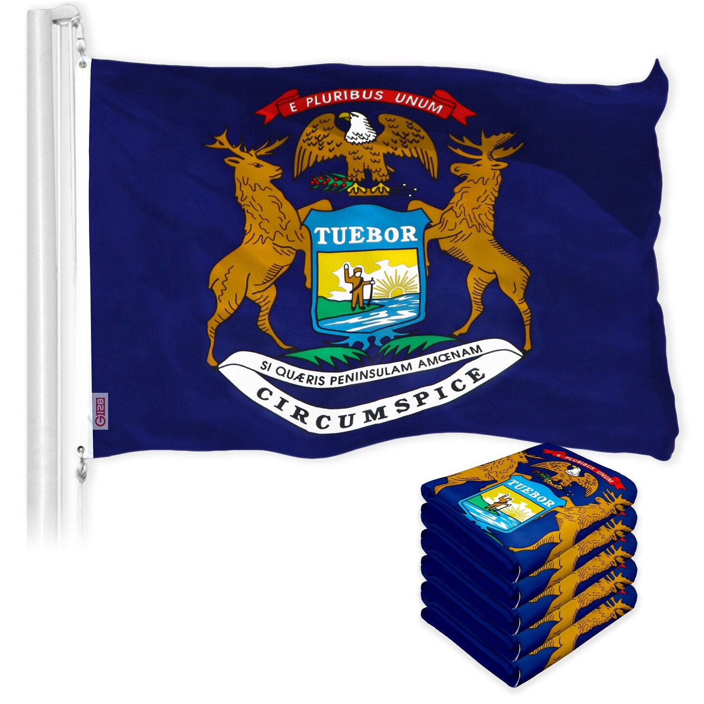 Michigan MI State Flag 3x5 Ft 5-Pack 150D Printed Polyester By G128 ...