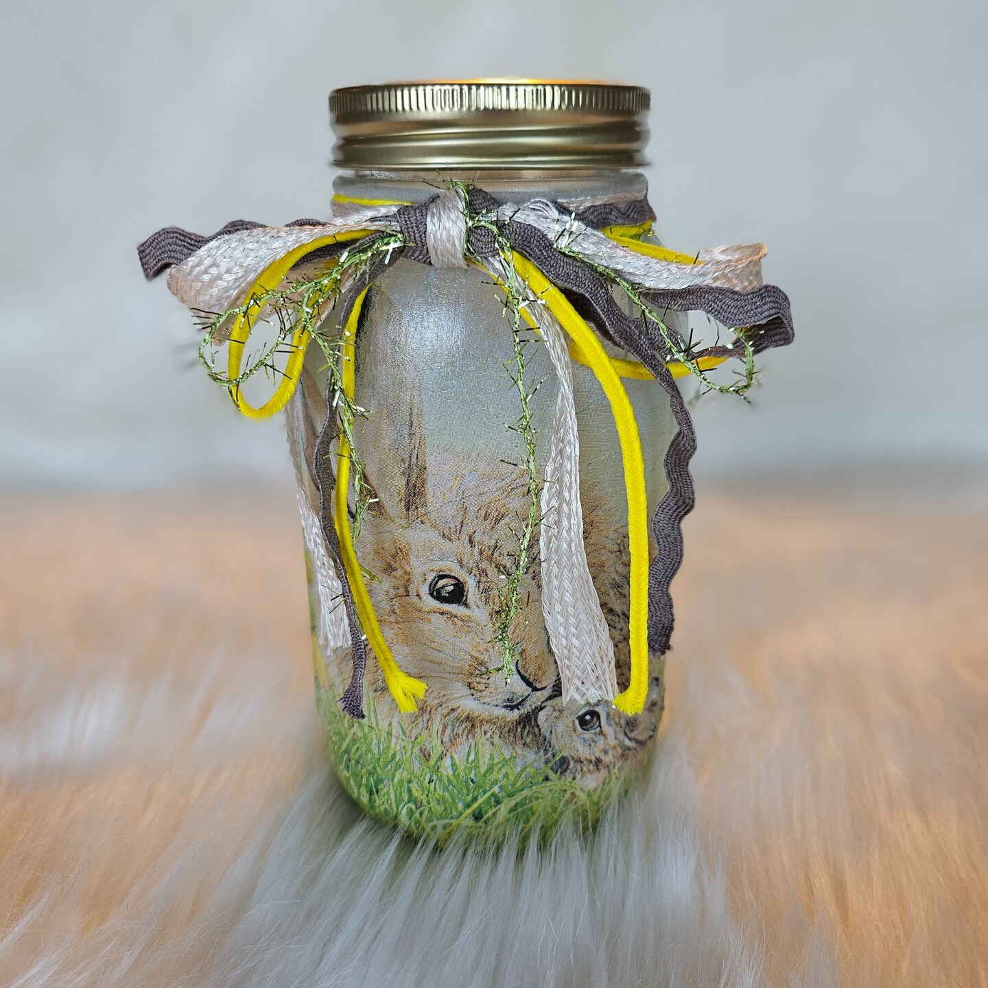 Bunny Mason Jar Home Decor Gift Idea For Easter Bunny Decor For Home ...