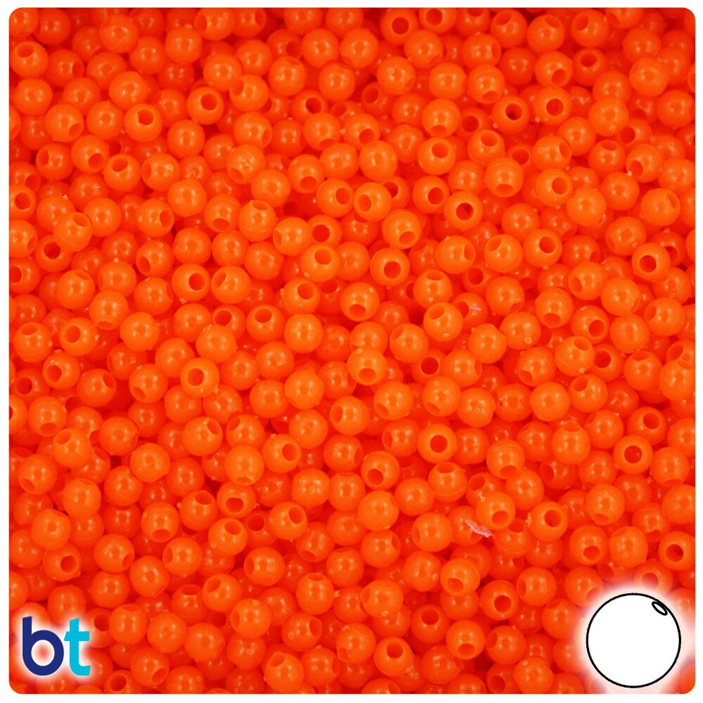 BeadTin Tangelo Neon Bright 4mm Round Plastic Craft Beads (1000pcs ...