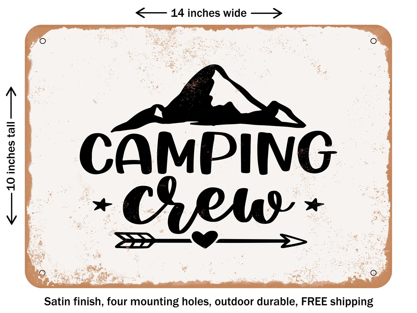 DECORATIVE METAL SIGN - Camping Crew - Vintage Rusty Look, Size: 10 x ...
