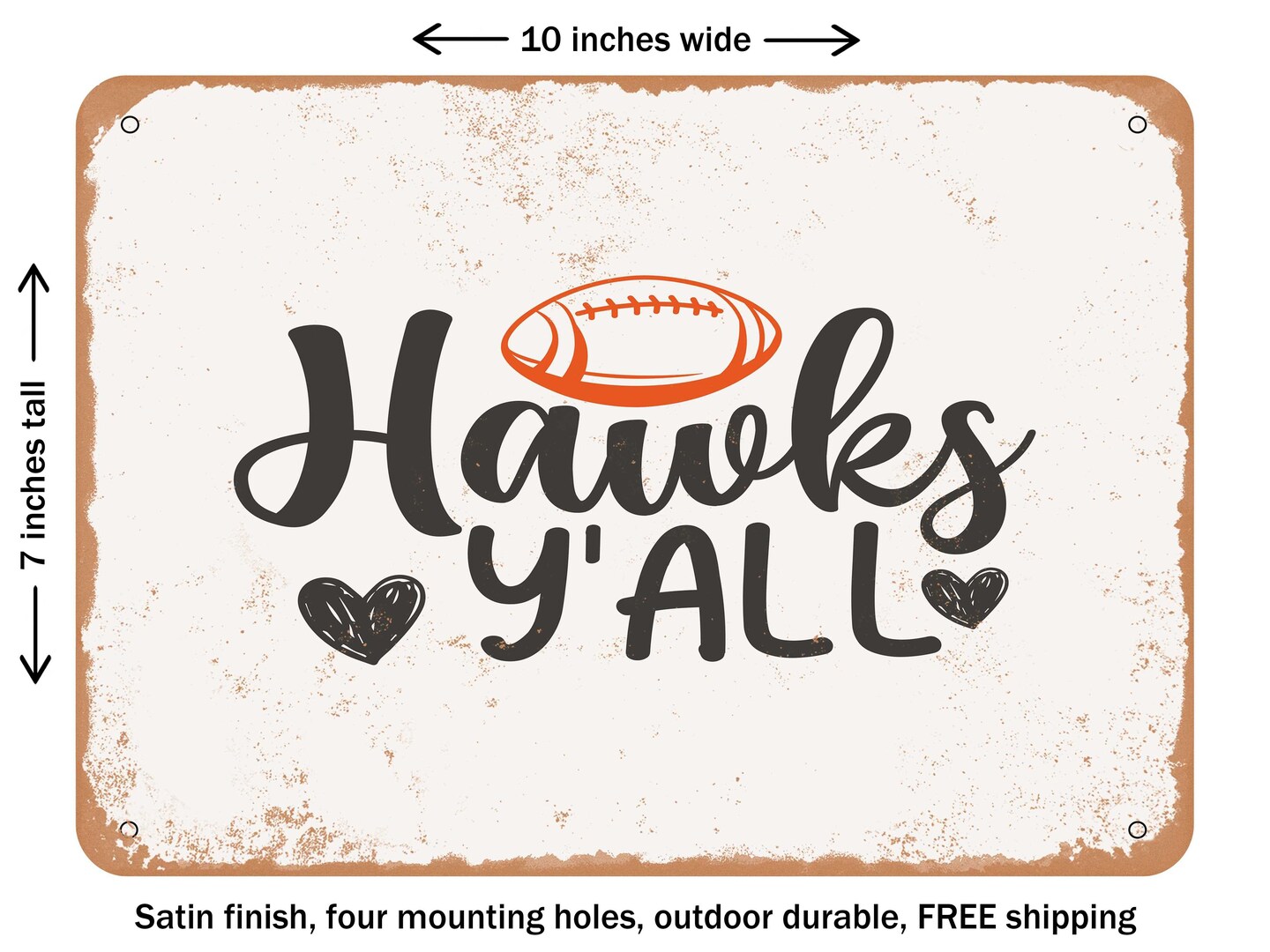 DECORATIVE METAL SIGN - Hawks Y'all - Vintage Rusty Look | Michaels