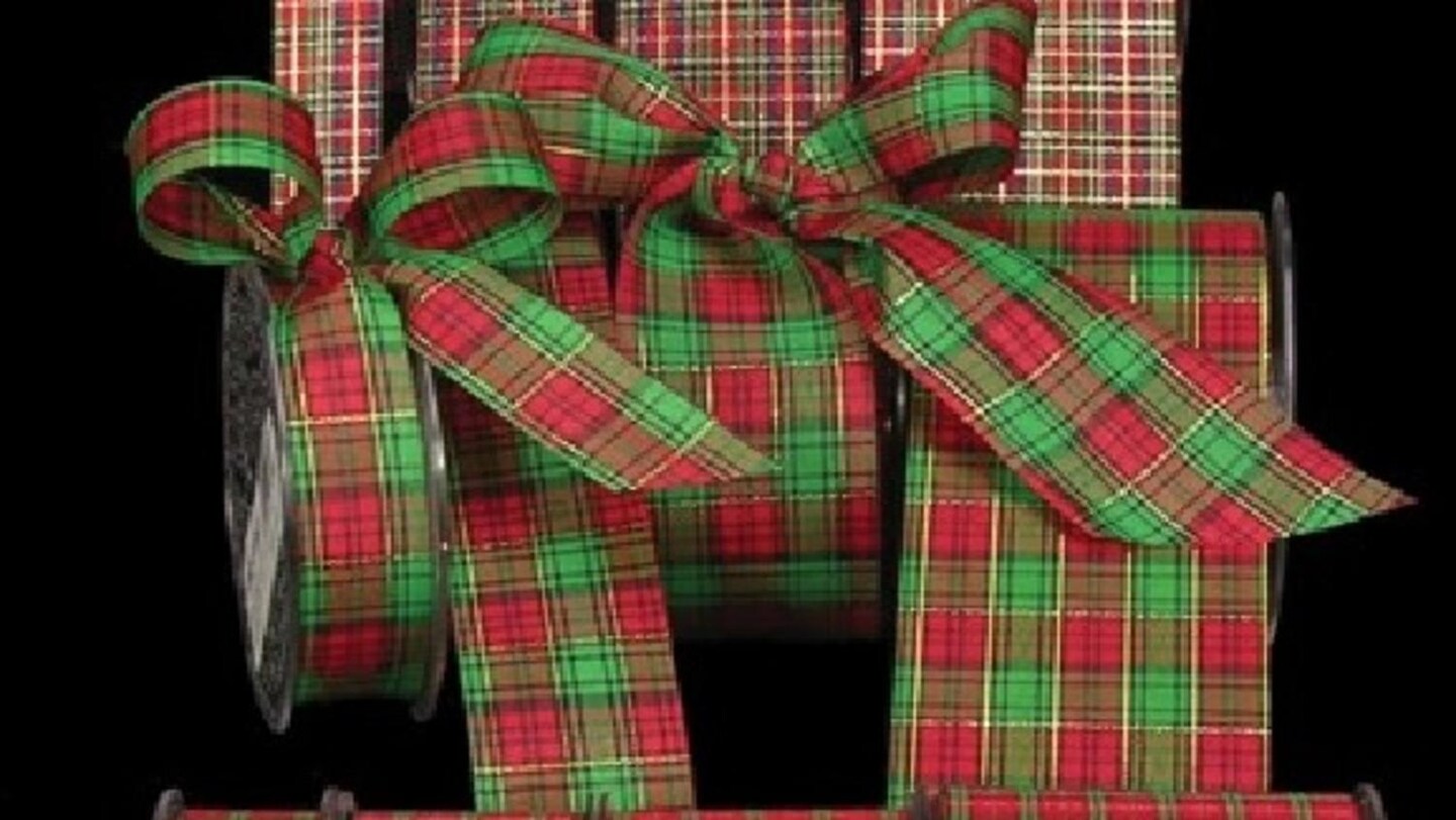 The Ribbon People Green and Red Tartan Ribbon 2.75" x 66 Yards, Color ...