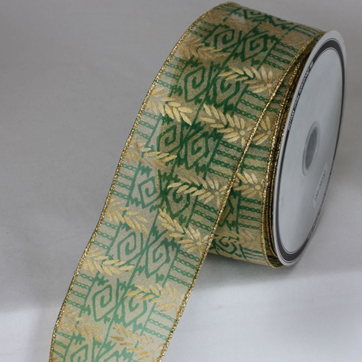 The Ribbon People Green and Gold Aztec Wired Craft Ribbon 2.5" x 20 ...