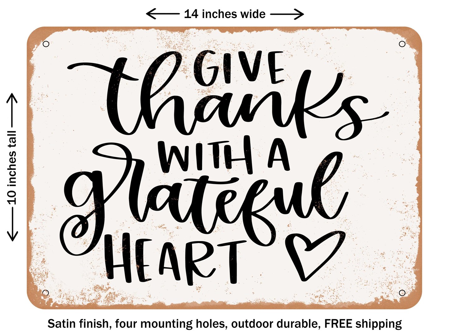 DECORATIVE METAL SIGN - Give Thanks With a Grateful Heart - 2 - Vintage ...