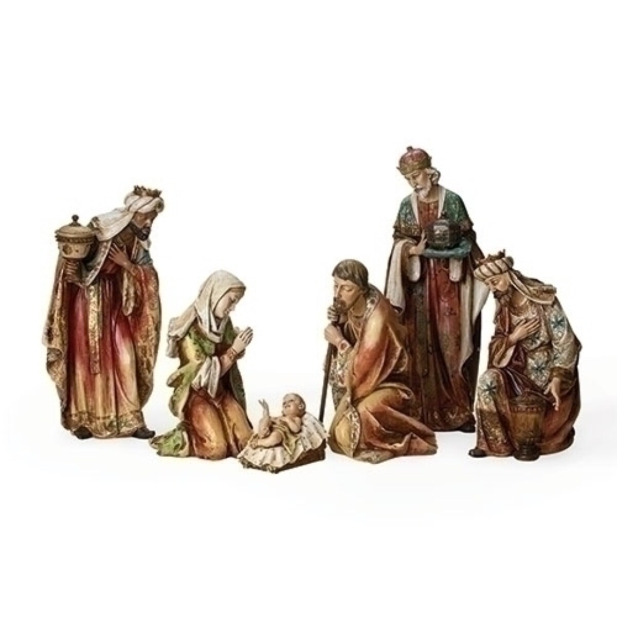 Roman 6 Piece Brown and White Fig Christmas Tabletop Nativity Set 27 ...