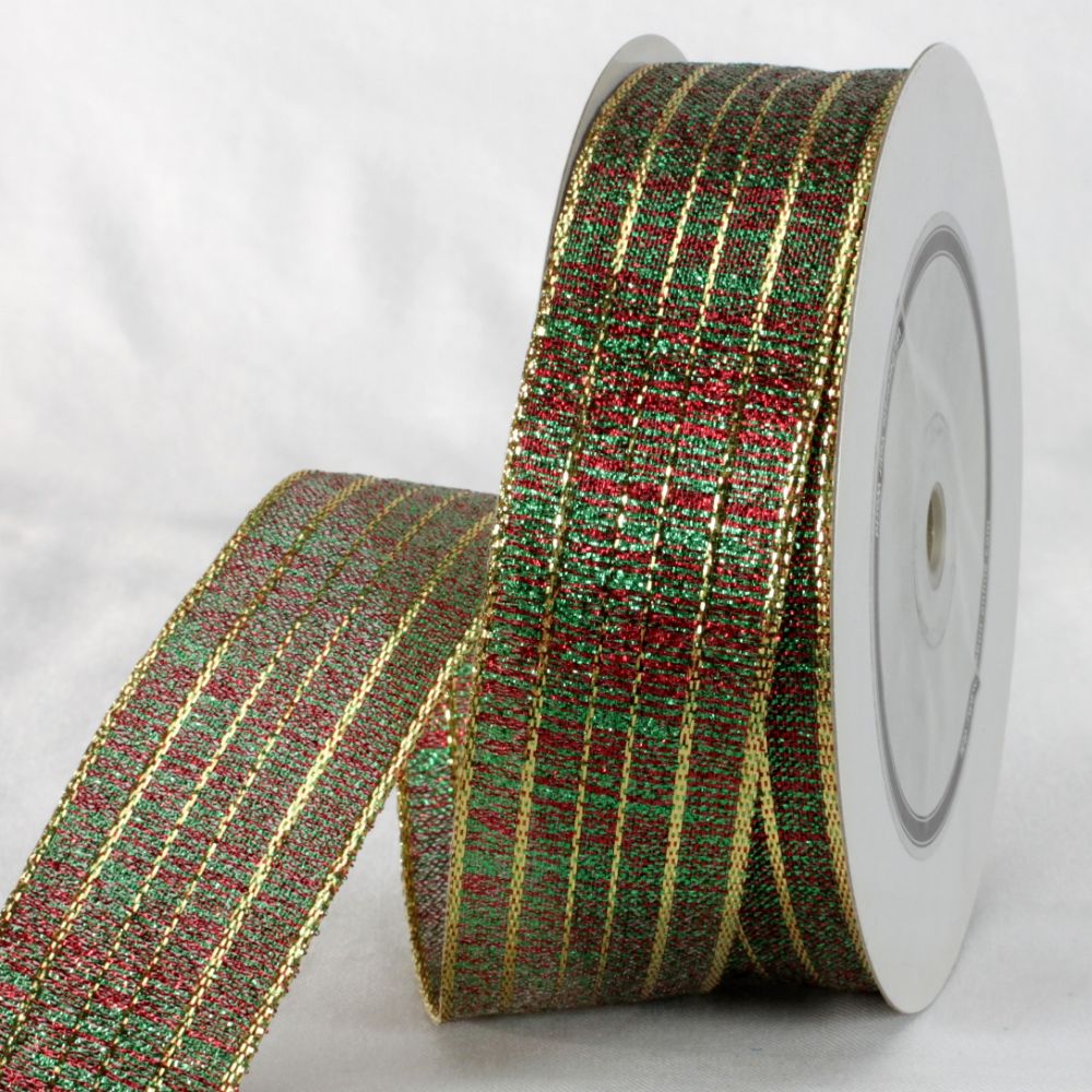 The Ribbon People Green and Red Metallic Finish Ribbon 1.5" x 27 Yards ...